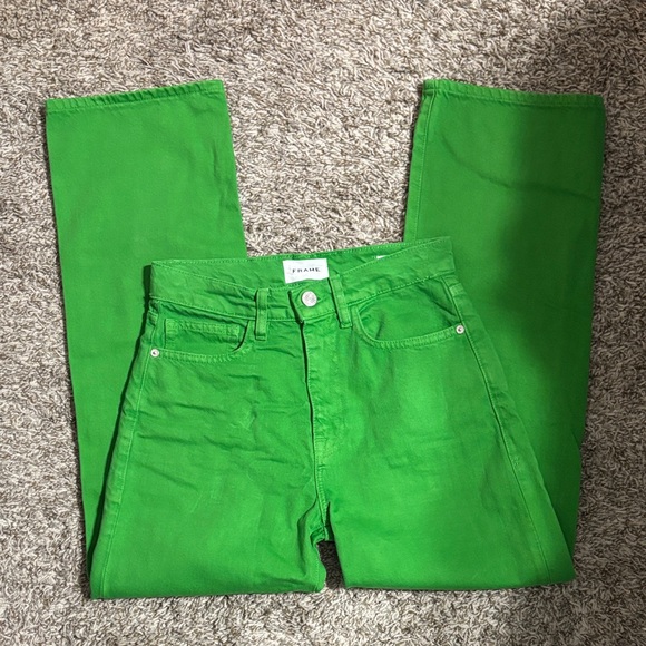Frame Denim | Jeans | Frame Denim Le Jane Crop In Bright Green | Poshmark